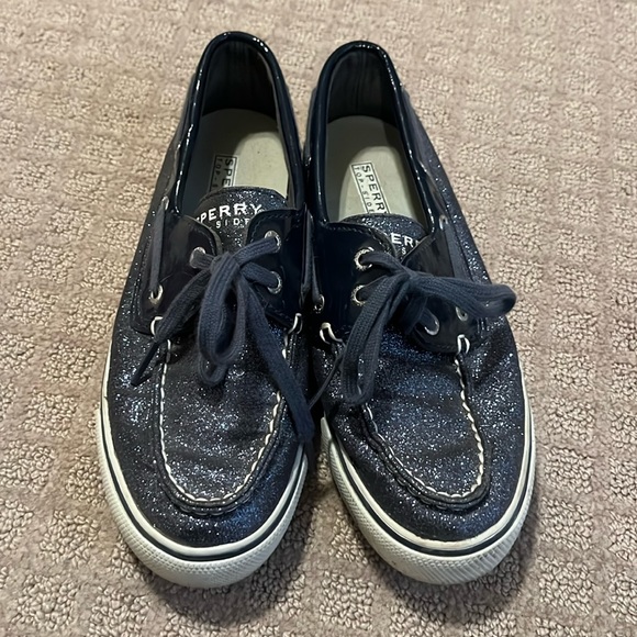 Sperry | Shoes | Sperry Topsider Glitter Navy Blue Boat Shoes | Poshmark
